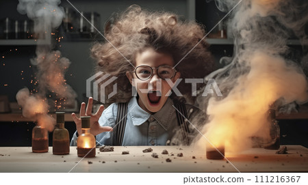 Funny little girl engages in laboratory...-插圖素材 [111216367] - PIXTA圖庫