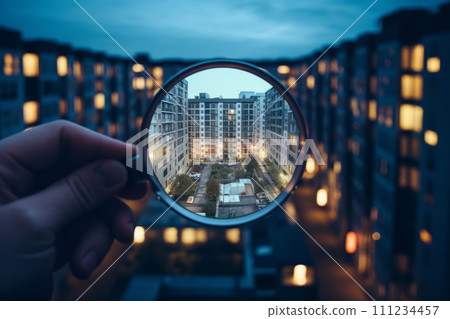 Searching apartment in residential building for... - Stock Illustration ...