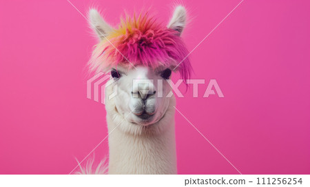 Advertising portrait, banner, cheerful alpaca... - Stock Illustration ...