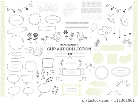 Clip art hand drawn illustration set - Stock Illustration [111301061 ...