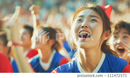 A young woman enthusiastically cheering for sports - Stock Illustration ...