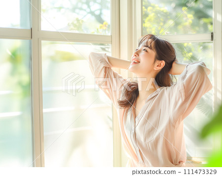 refreshing morning woman - Stock Illustration [111473329] - PIXTA
