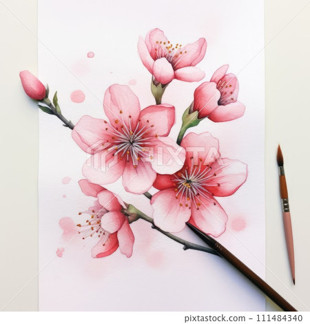 Tree Branch Drawing With Flowers