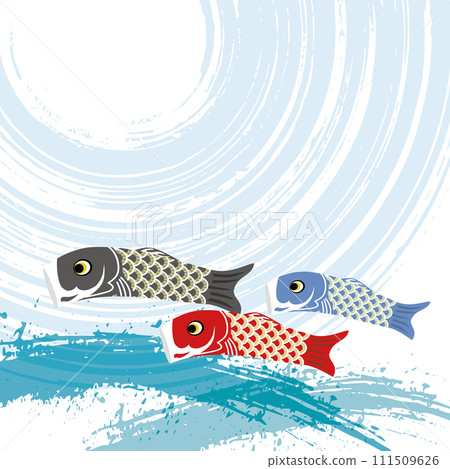 Illustration with carp streamer and brush strokes - Stock Illustration ...
