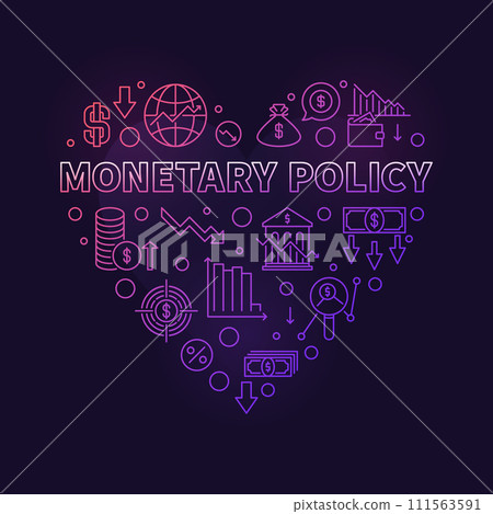 Monetary Policy heart shaped colored banner.... - Stock Illustration ...