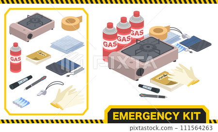 Isometric illustration set of emergency food - Stock Illustration ...