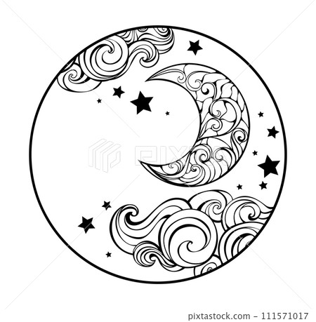 Monogram with contour crescent - Stock Illustration [111571017] - PIXTA