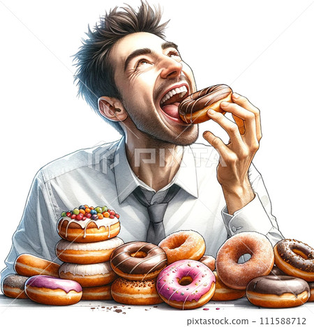 Men who eat donuts - Stock Illustration [111588712] - PIXTA