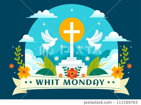 Whit Monday Vector Illustration with a Pigeon... - Stock Illustration ...