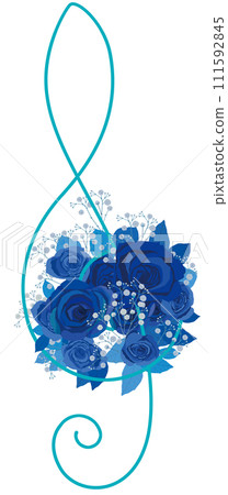 blue rose and treble clef - Stock Illustration [111592845] - PIXTA