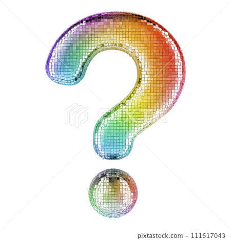 Question mark from glitter mirror facets. 3D... - Stock Illustration ...