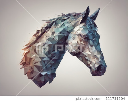 Horse head made of many small triangles with... - Stock Illustration ...
