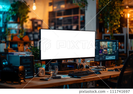 A dynamic and vibrant creative workstation with... - Stock Illustration ...