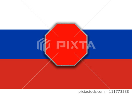 Stop Russia. Stop sign over the Russian flag... - Stock Illustration ...