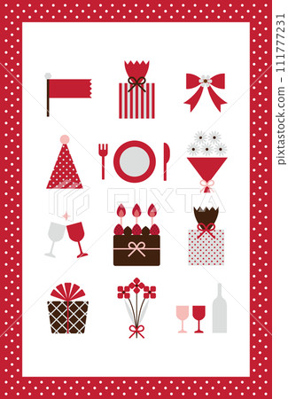 Party set with red polka dot frame - Stock Illustration [111777231] - PIXTA