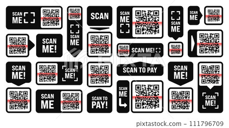 Scan me QR code sticker. Online payment.... - Stock Illustration ...