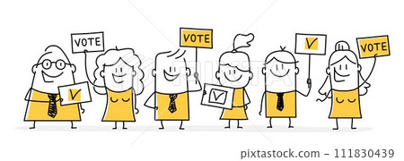 Stick figures holding posters calling to vote - Stock Illustration ...