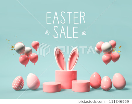 Easter sale message with rabbit ears and eggs - Stock Illustration ...