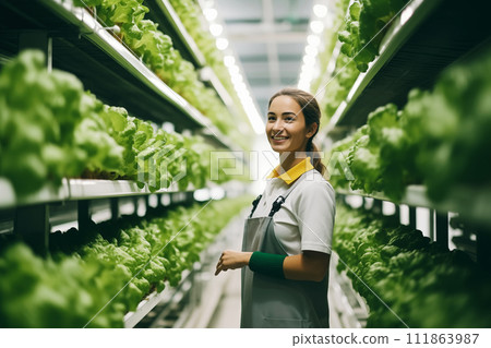 AI-generated content. Cheerful female farmer... - Stock Illustration [111863987] - PIXTA