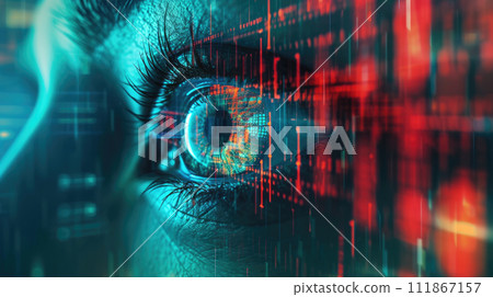 Hacker eye and abstract digital data, network... - Stock Illustration ...