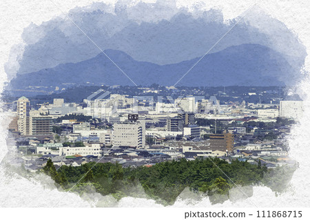 Watercolor style Joetsu city area, Naoetsu... - Stock Illustration ...