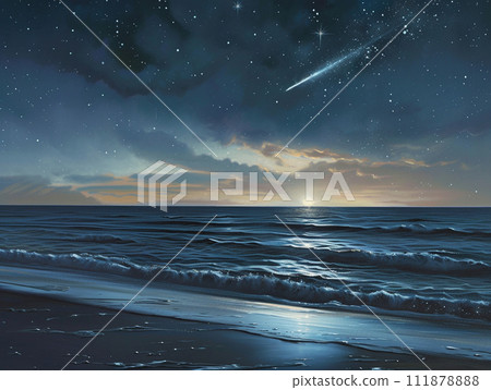 Shooting star disappearing into the sea Meteor... - Stock Illustration ...