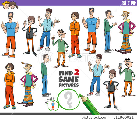 find two same cartoon guys or men characters game-插圖素材 [111900021 ...