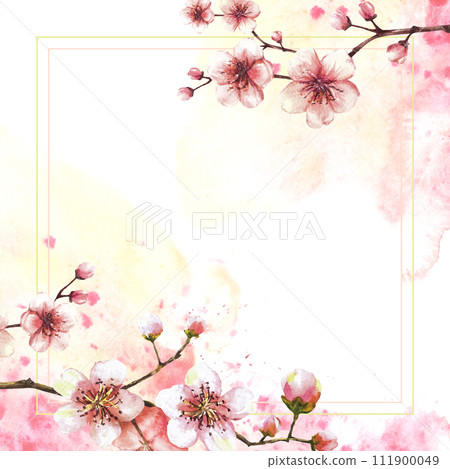 A blossoming branch from spring tree template... - Stock Illustration ...