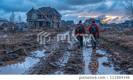 Scenery of disaster areas affected by natural... - Stock Illustration ...