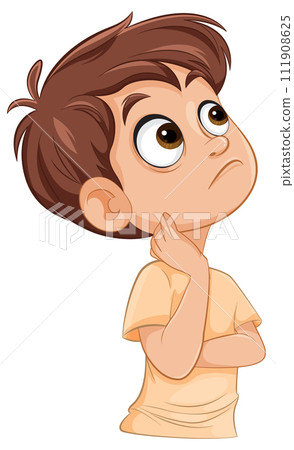 Curious Boy Contemplating a Question - Stock Illustration [111908625 ...