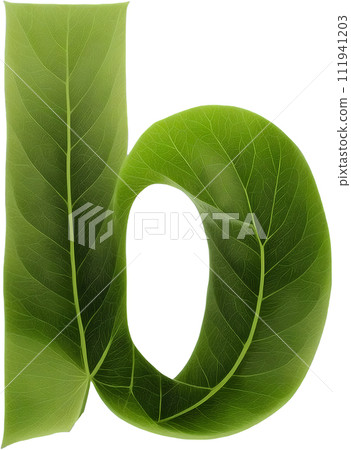 Green leaf typography text design lowercase...-插圖素材 [111941203] - PIXTA圖庫