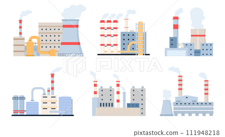 Flat factories vector set of industry design,... - Stock Illustration ...