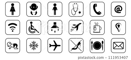 Set of Different Signs Applied in Public... - Stock Illustration ...
