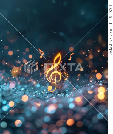 Glowing music sheets notes on beautiful lights... - Stock Illustration ...