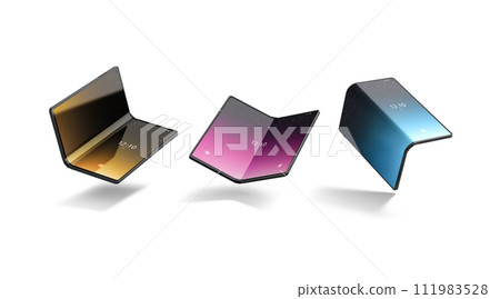 Turned on flexible book phone display mockup,... - Stock Illustration ...