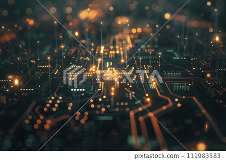 virtual electrical circuits, generative AI - Stock Illustration [111983583] - PIXTA