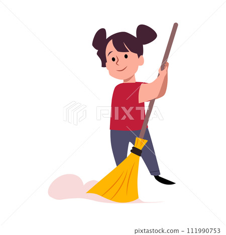 Someone Sweeping Cartoon Girl Sweeping Stock Vector Images Alamy