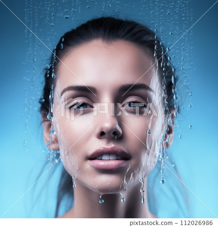 Portrait of young beautiful woman with water... - Stock Illustration ...