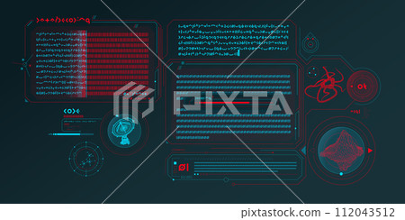 Sci-fi interface of data decoding program.-插圖素材 [112043512] - PIXTA圖庫