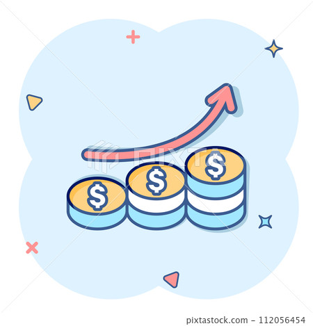 Income rate increase icon in comic style.... - Stock Illustration ...