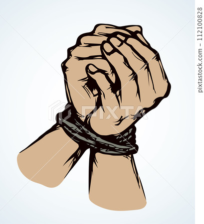 Roped bound hands. Vector drawing - Stock Illustration [112100828] - PIXTA