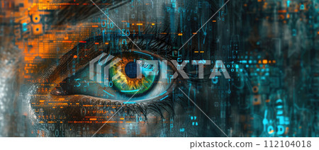 Hacker eye and digital data background, pattern... - Stock Illustration ...