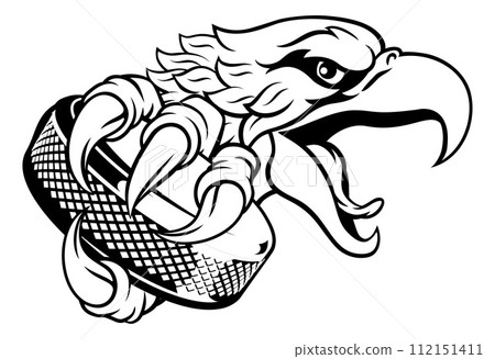 Eagle Hawk Ice Hockey Puck Cartoon Team Mascot - Stock Illustration ...