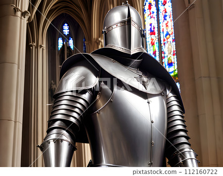 Silver armored knight wielding sword in gothic - Stock Illustration ...