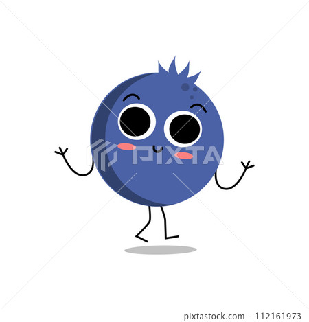Cute flat cartoon blueberry illustration.... - Stock Illustration ...
