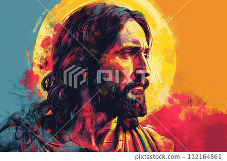 Image of Jesus, Easter theme, religious postcard - Stock Illustration ...