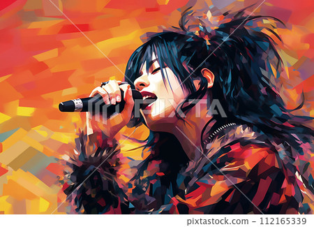 Poster of young asian female singer singing... - Stock Illustration ...