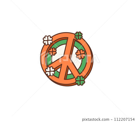 Cartoon retro groovy hippie peace sign, saint... - Stock Illustration ...