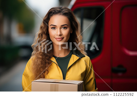 Dedicated Postwoman Delivering Parcels with a... - Stock Illustration ...