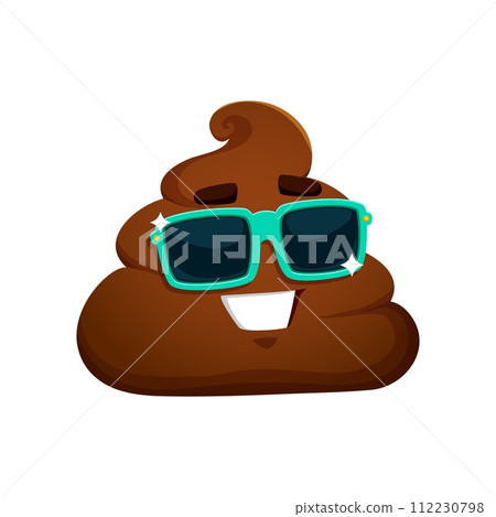 Cartoon poop emoji with sunglasses. Poo, shit... - Stock Illustration ...